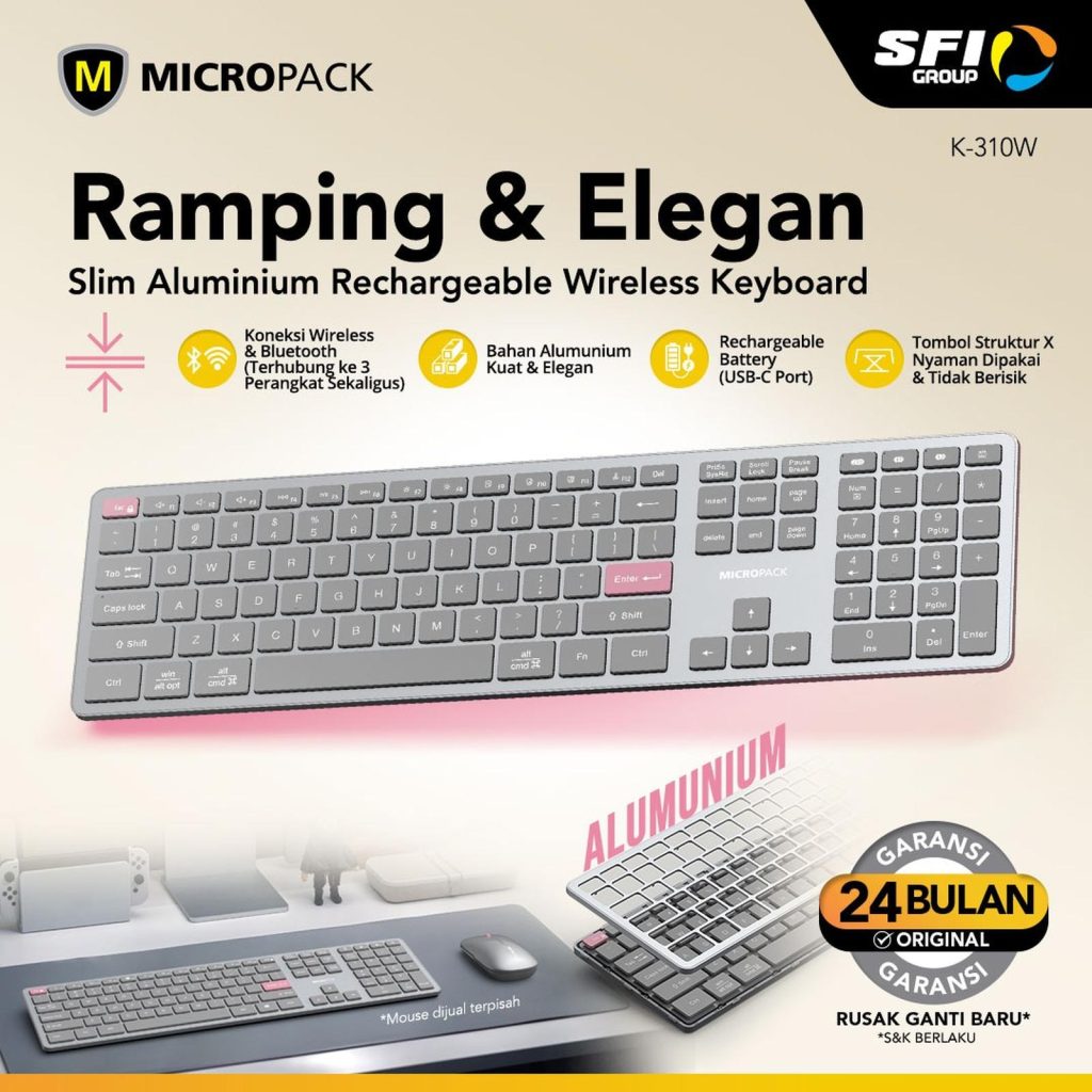 Micropack Keyboard Wireless & Bluetooth – Rechargeable – Silent Key ...