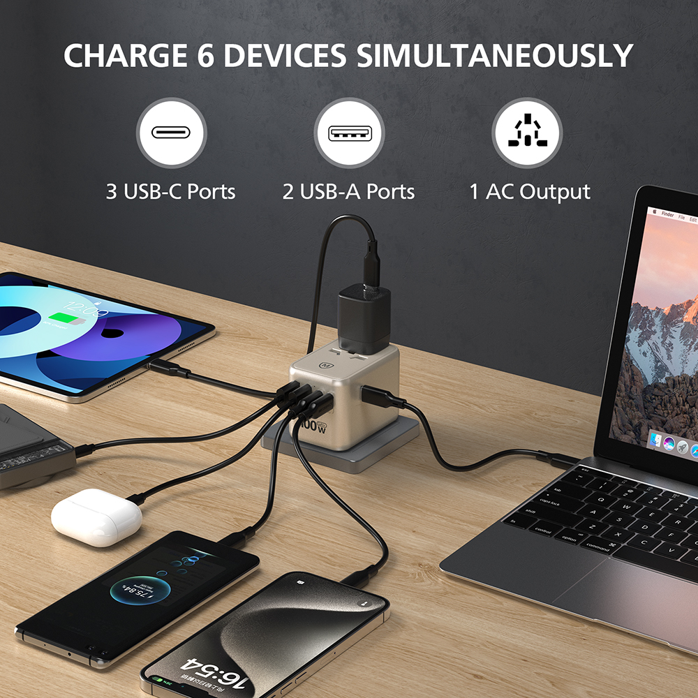 TRAVEL ADAPTER 100W GAN – MICROPACK – TITANIUM – SFI Group